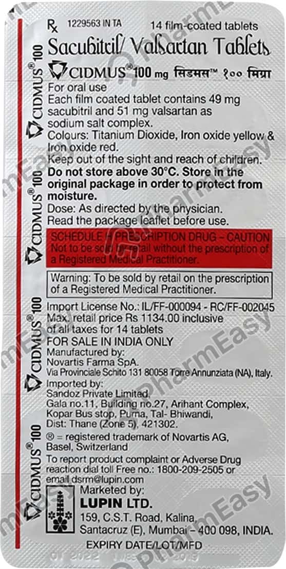 Cidmus 100 Strip Of 14 Tablets: Uses, Side Effects, Price, Dosage ...