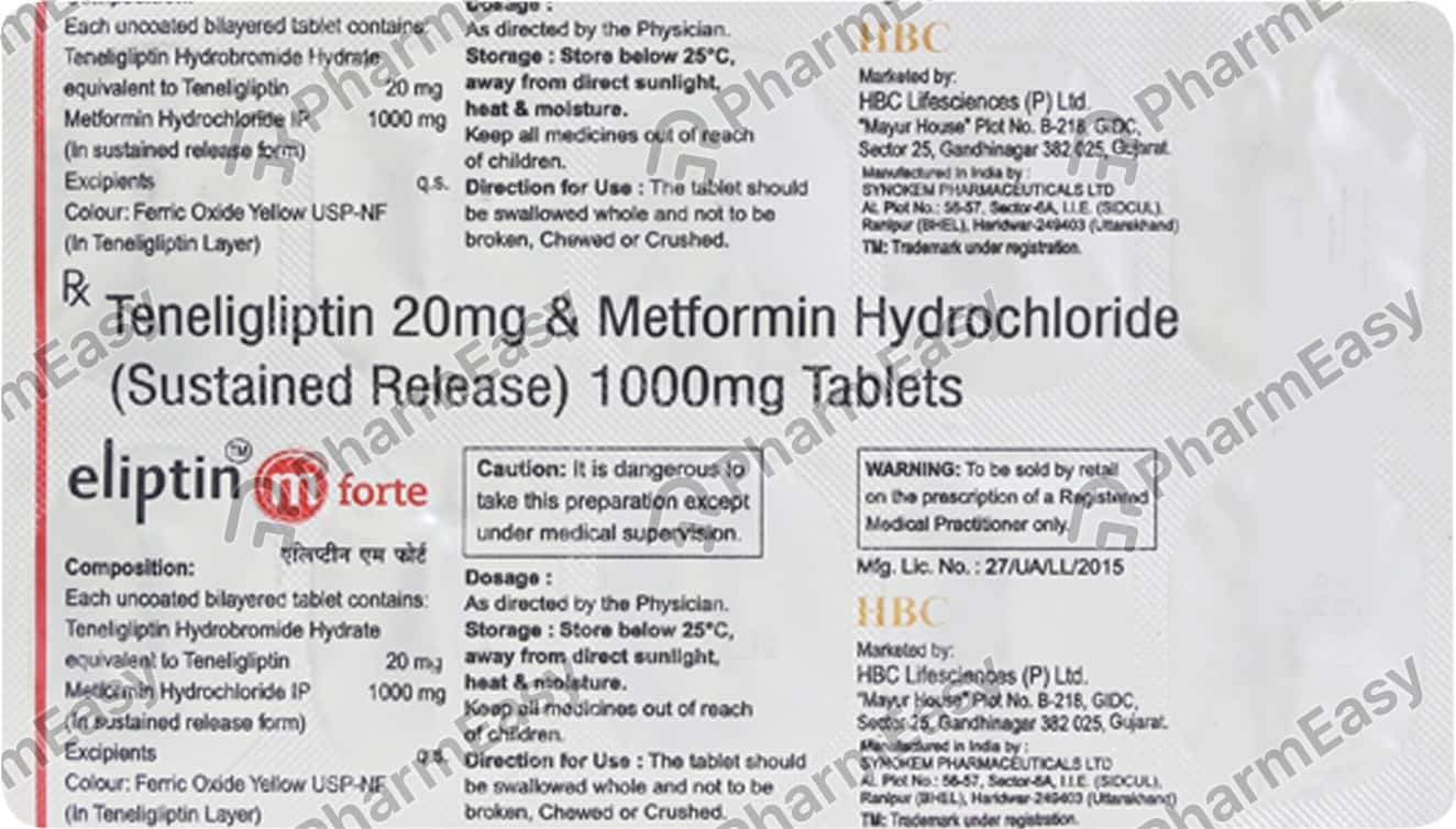 Eliptin M Forte Strip Of 10 Tablets: Uses, Side Effects, Price & Dosage ...