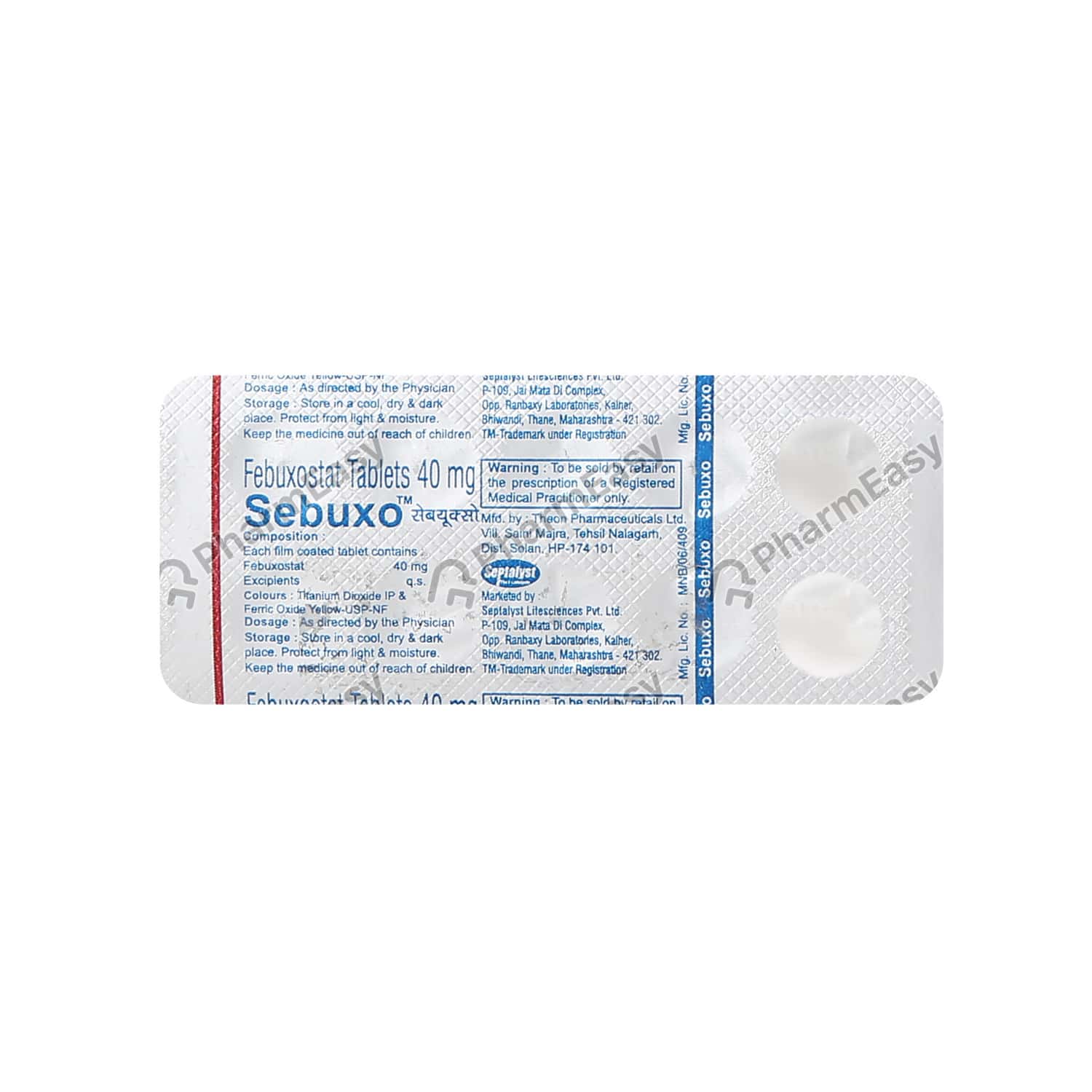 Buy Sebuxo 40 MG Tablet (10) Online at Flat 18% OFF* | PharmEasy