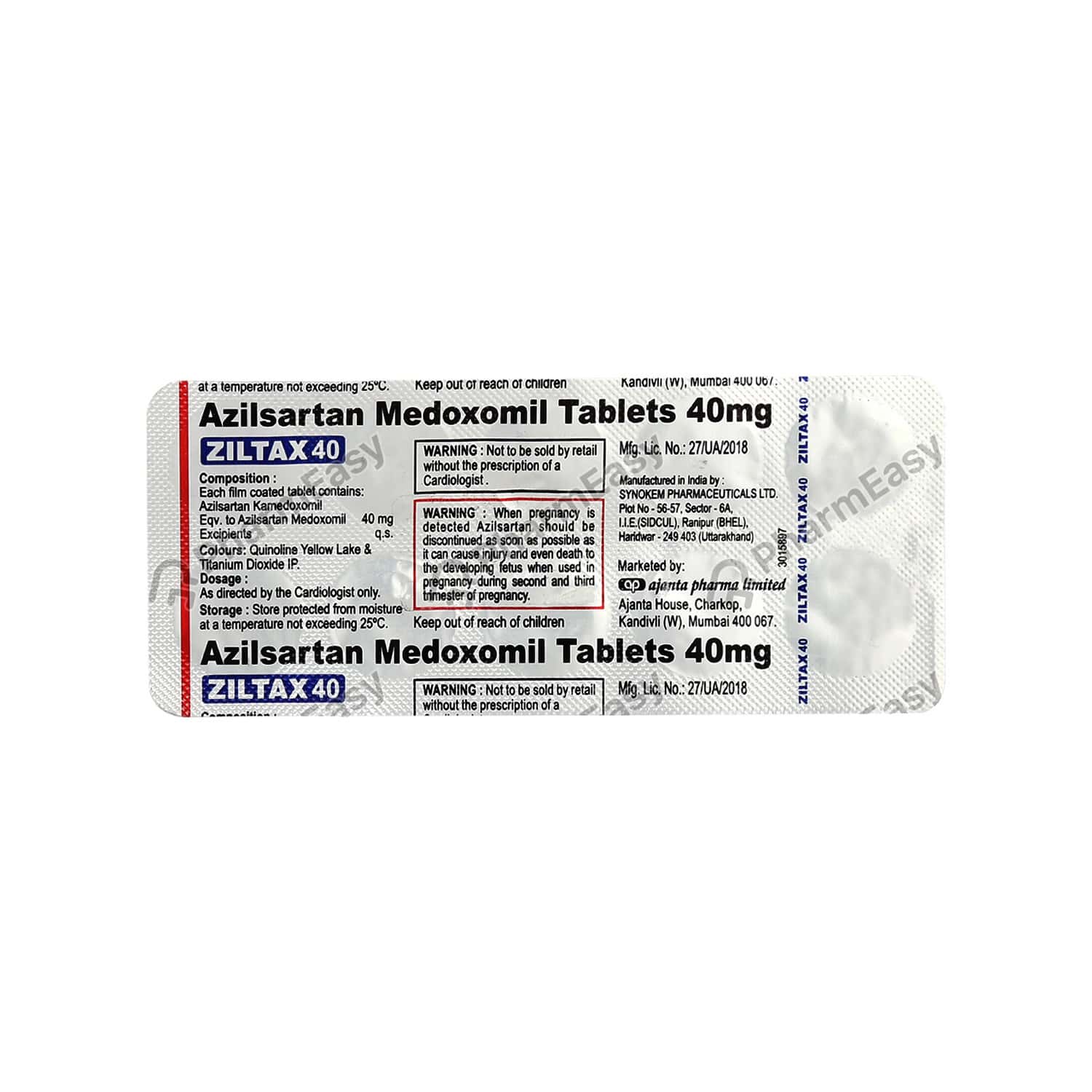 Ziltax 40 MG Tablet (10): Uses, Side Effects, Price & Dosage | PharmEasy