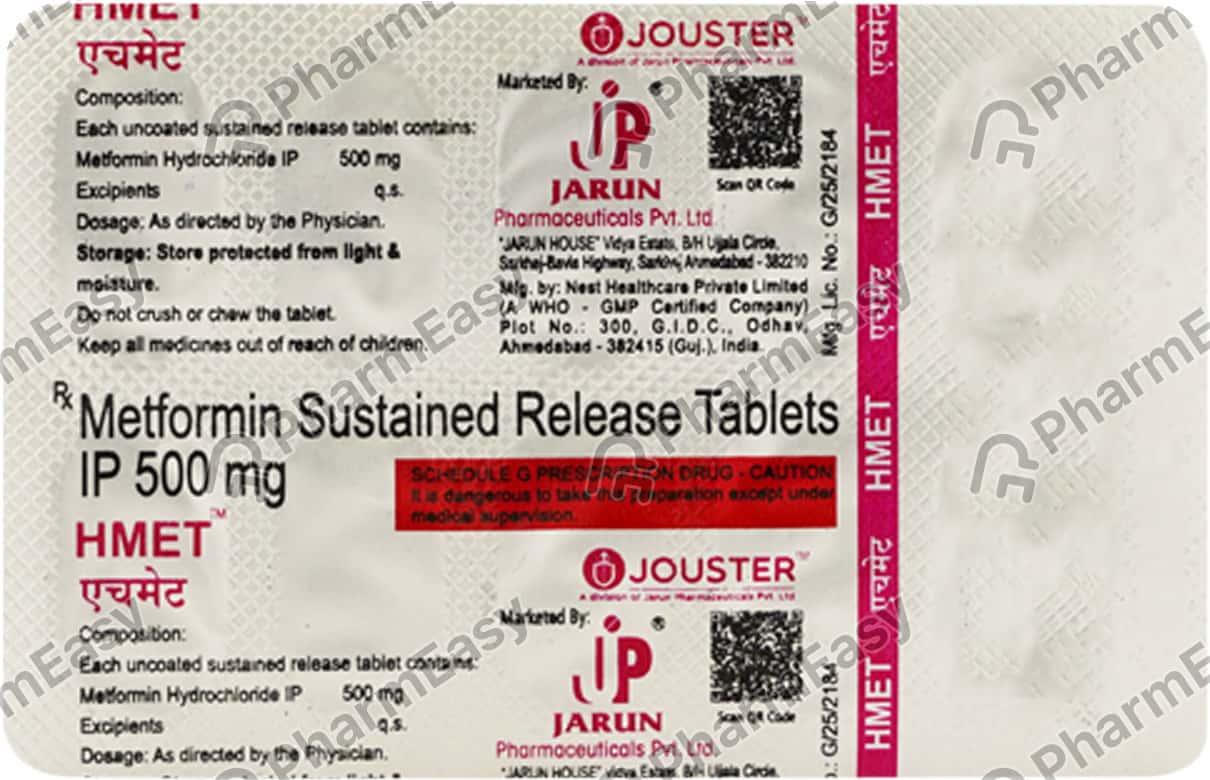 Hmet 500 MG Tablet (10): Uses, Side Effects, Price & Dosage | PharmEasy