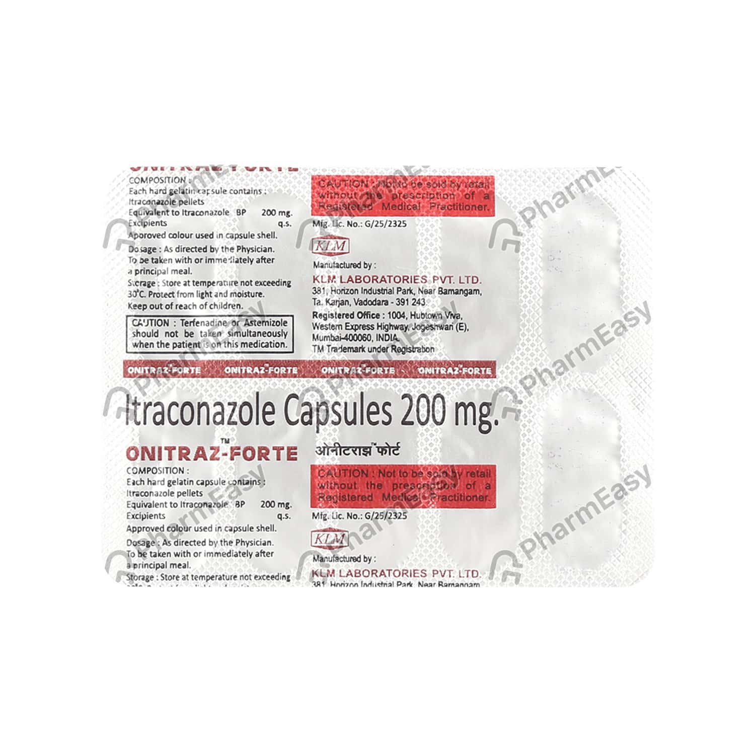 Onitraz Forte 200mg Strip Of 10 Capsules - Uses, Side Effects, Dosage ...