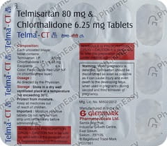 Telma Ct 80mg/6.25mg Strip Of 15 Tablets: Uses, Side Effects, Price ...