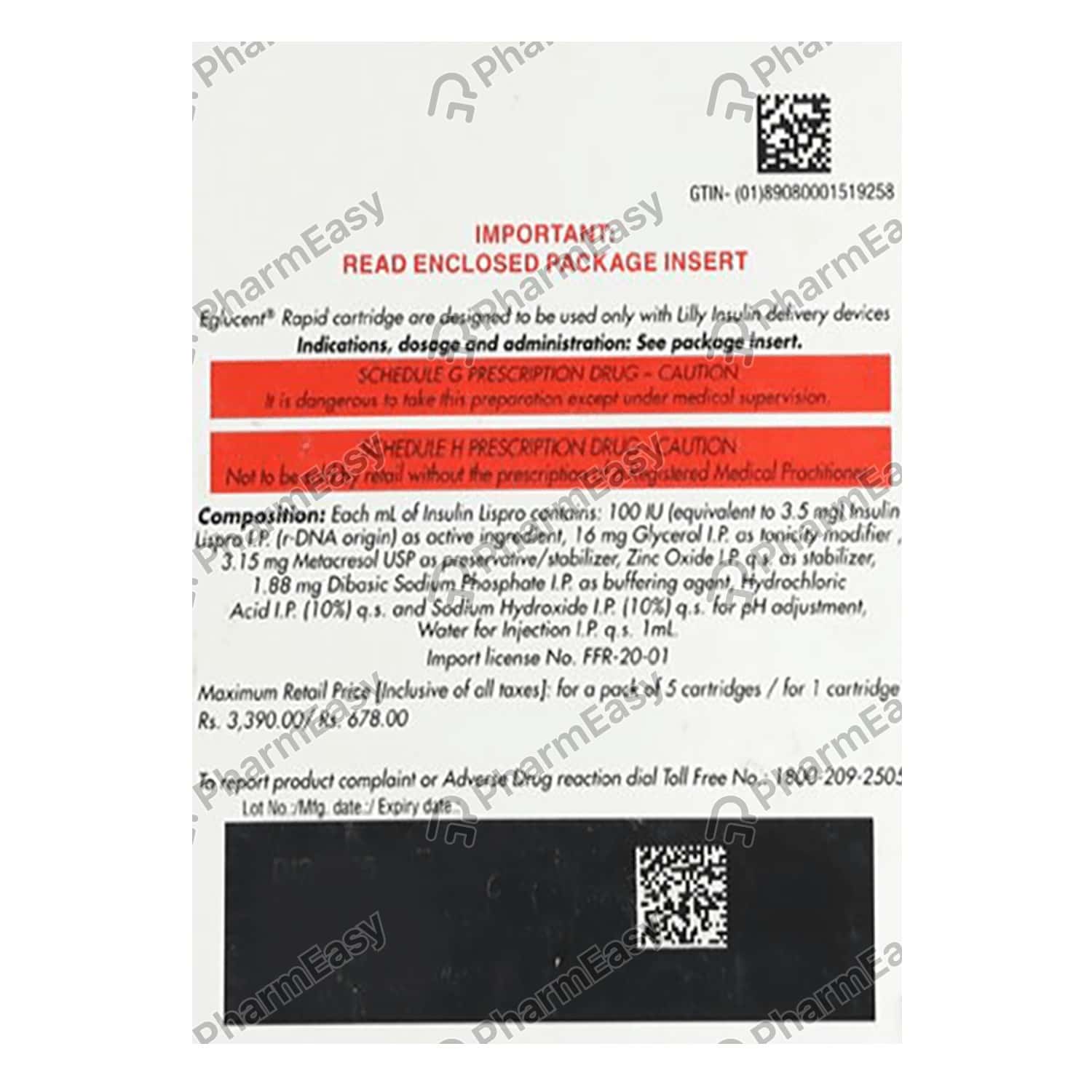 Eglucent 100 IU Injection (3): Uses, Side Effects, Price & Dosage | PharmEasy