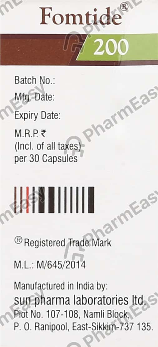 Fomtide 200 Octacap 30'S: Uses, Side Effects, Price & Dosage | PharmEasy