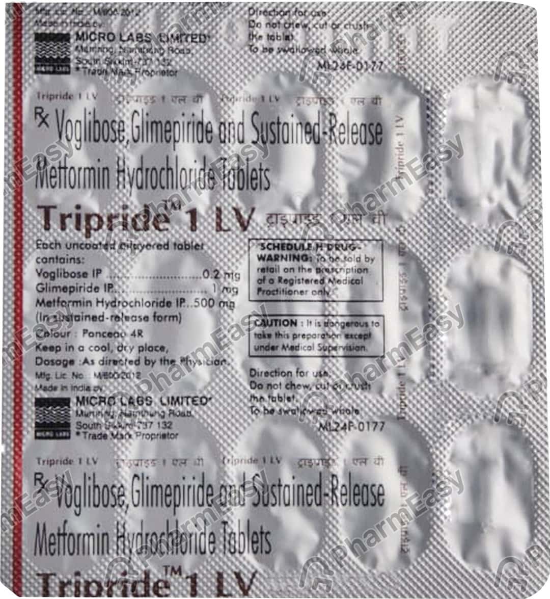 Tripride 1 Lv Strip Of 15 Tablets: Uses, Side Effects, Price & Dosage ...