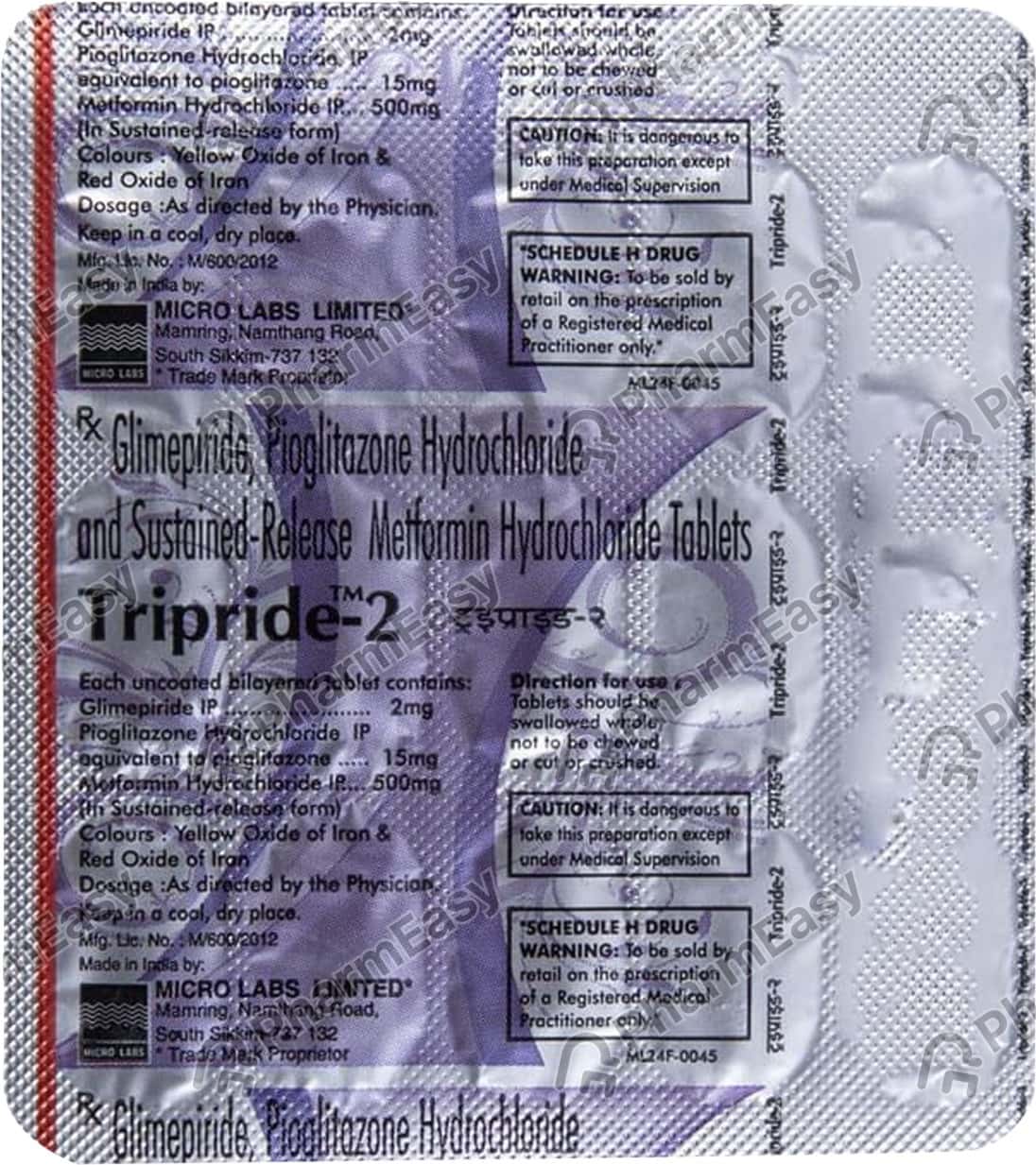 Tripride Lv 2 Strip Of 15 Tablets: Uses, Side Effects, Price, Dosage ...