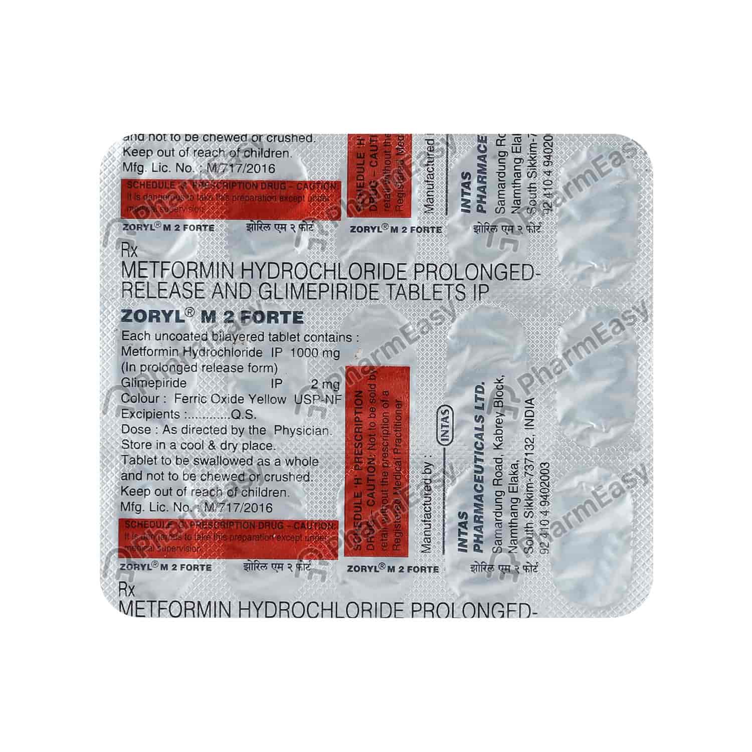 Zoryl M2 Forte Tab 15'S - Uses, Side Effects, Dosage, Composition ...