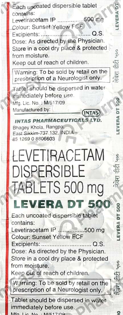 Levera Dt 500 MG Tablet (10): Uses, Side Effects, Price & Dosage ...