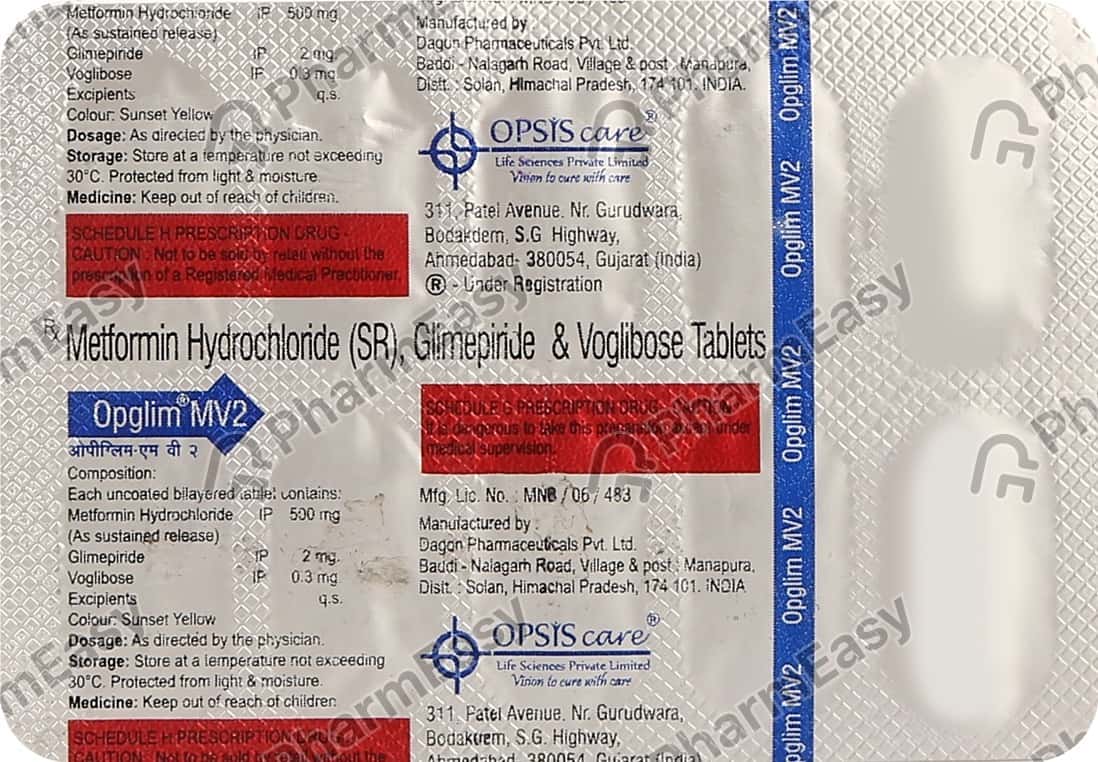Opglim Mv 2mg Strip Of 10 Tablets: Uses, Side Effects, Price & Dosage ...