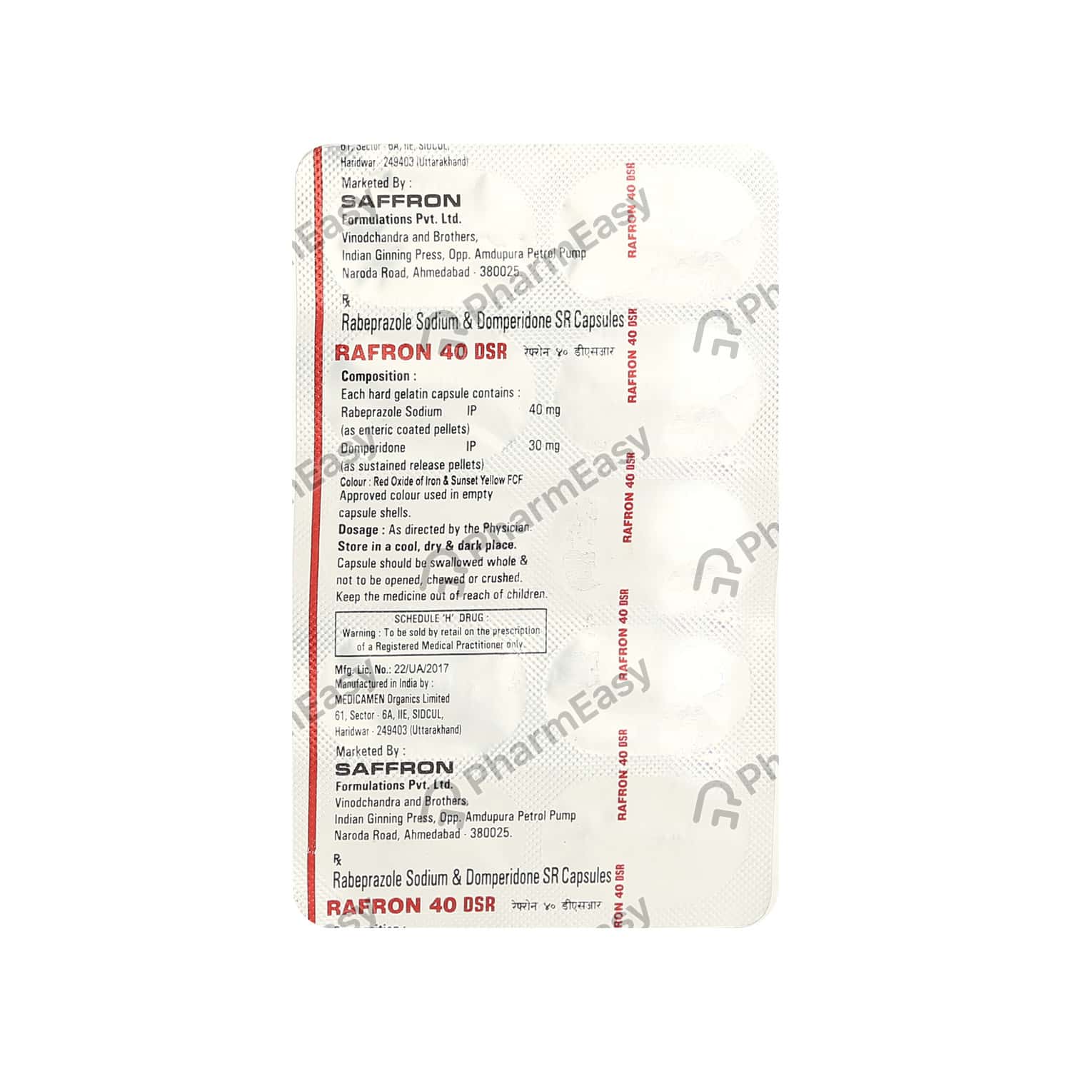 Rafron 40mg Dsr Capsule 10'S - Uses, Side Effects, Dosage, Composition ...