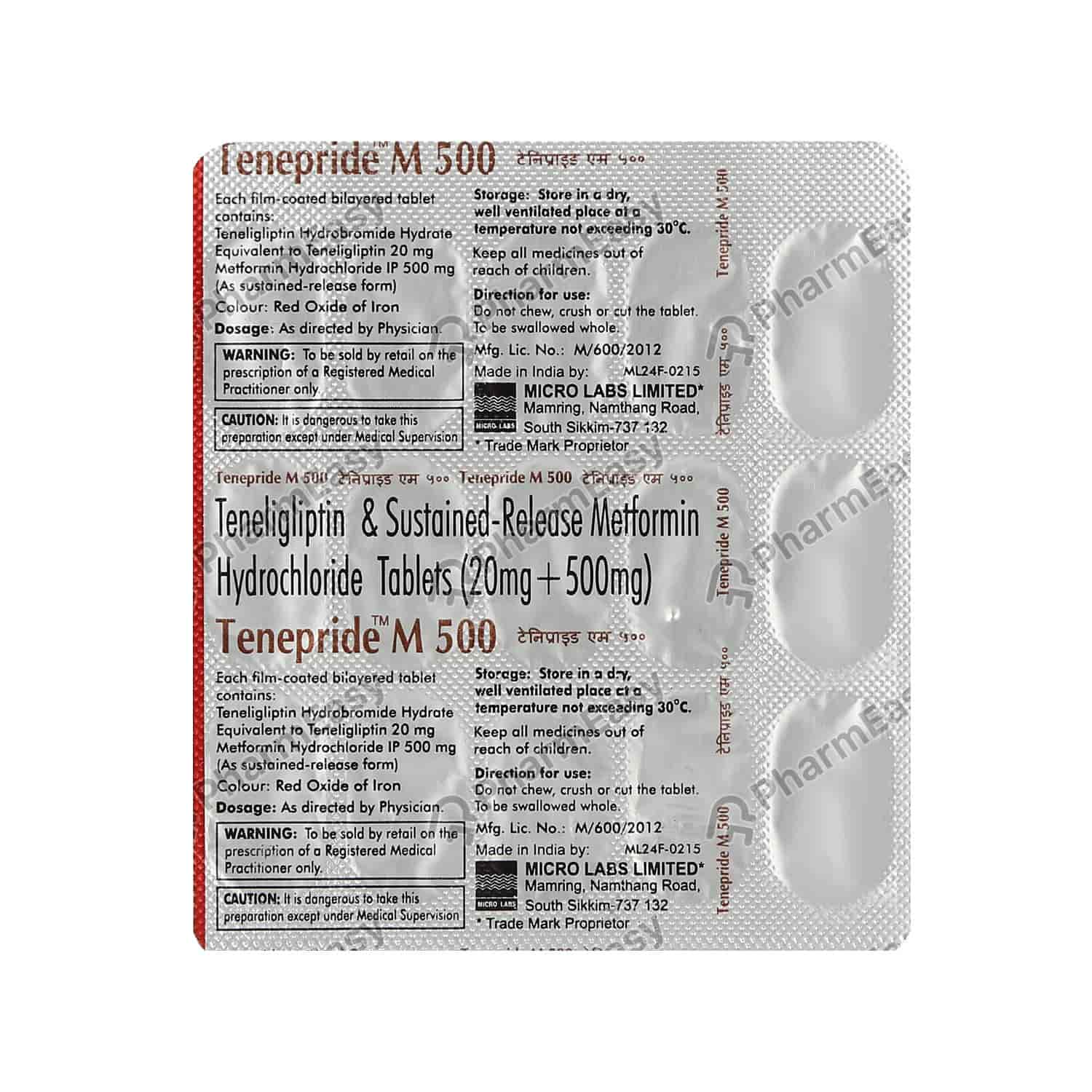 Tenepride M 500 Tab 15'S - Uses, Side Effects, Dosage, Composition ...