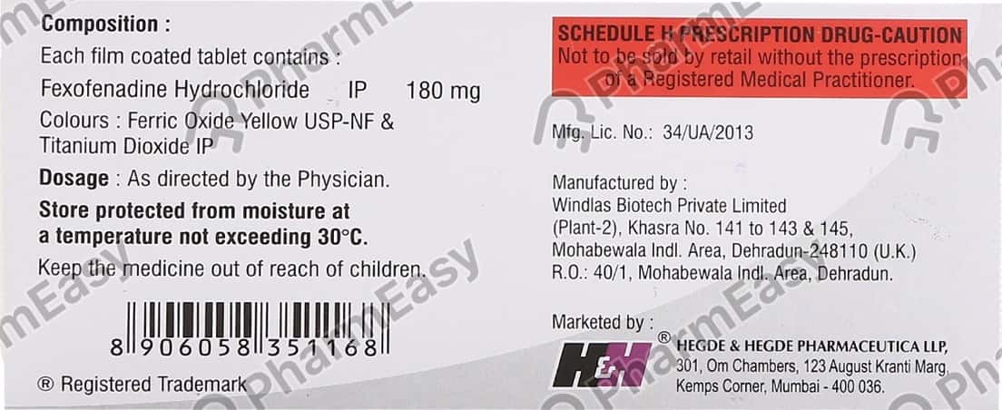 Hhfexo 180 MG Tablet (10): Uses, Side Effects, Price & Dosage | PharmEasy