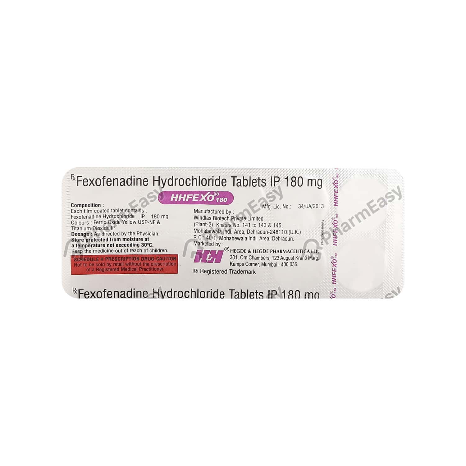 Hhfexo 180 MG Tablet (10) - Uses, Side Effects, Dosage, Composition ...