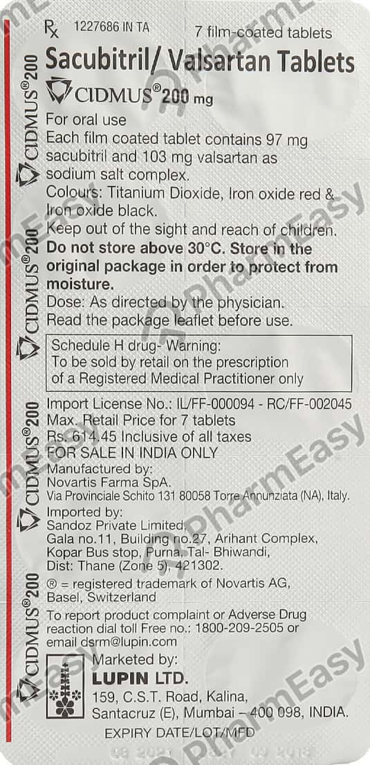 Cidmus 200mg Strip Of 7 Tablets: Uses, Side Effects, Price, Dosage ...