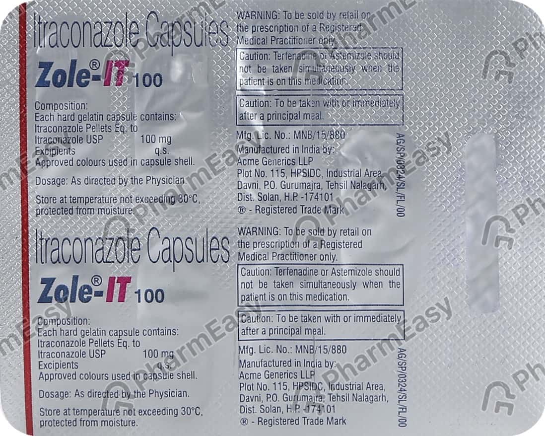Zole It 100 MG Capsule (7): Uses, Side Effects, Price & Dosage | PharmEasy