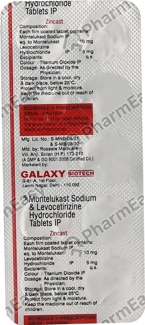 Zincast 5mg Strip Of 10 Tablets: Uses, Side Effects, Price & Dosage ...