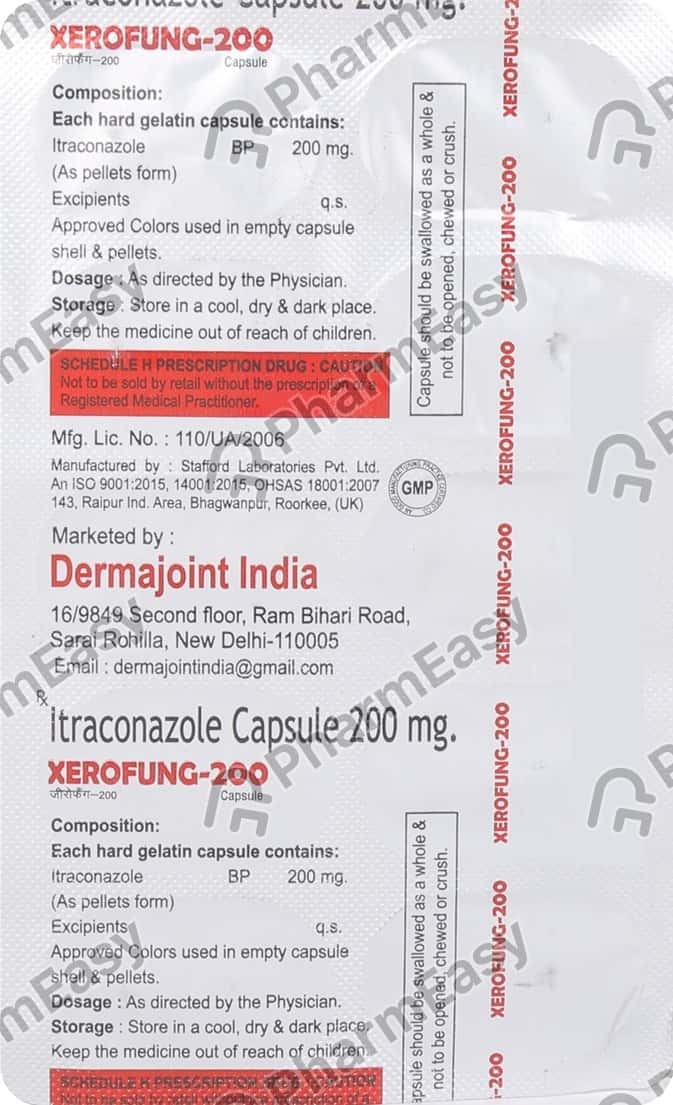 Xerofung 200 MG Capsule (10): Uses, Side Effects, Price & Dosage ...