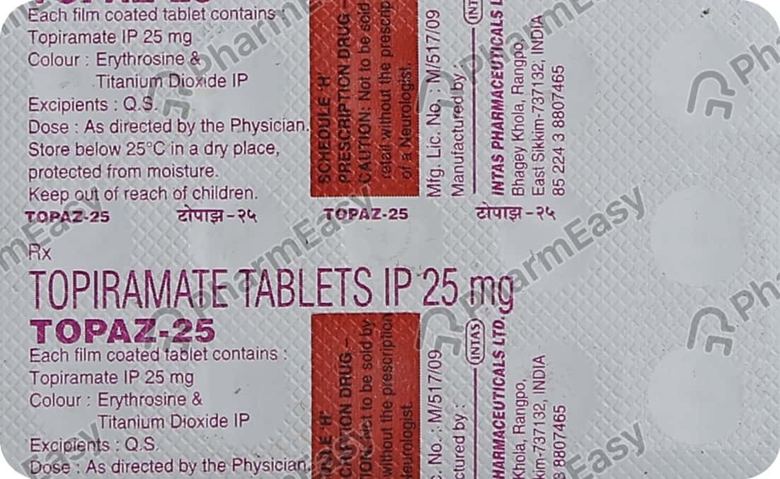 Topaz 25 MG Tablet (15): Uses, Side Effects, Price & Dosage | PharmEasy