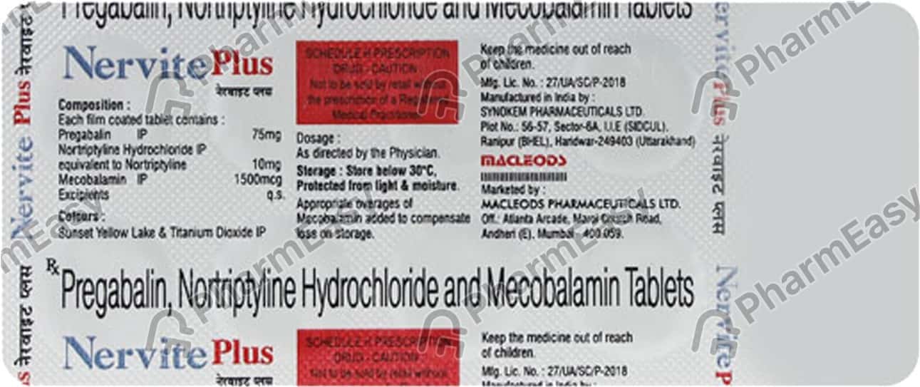Nervite Plus Strip Of 10 Tablets: Uses, Side Effects, Price & Dosage ...
