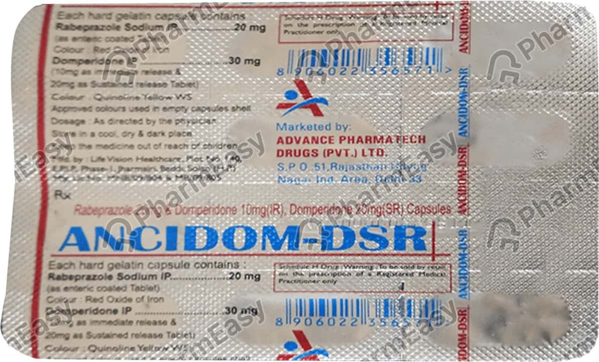 Ancidom Dsr Strip Of 10 Capsules: Uses, Side Effects, Price & Dosage ...