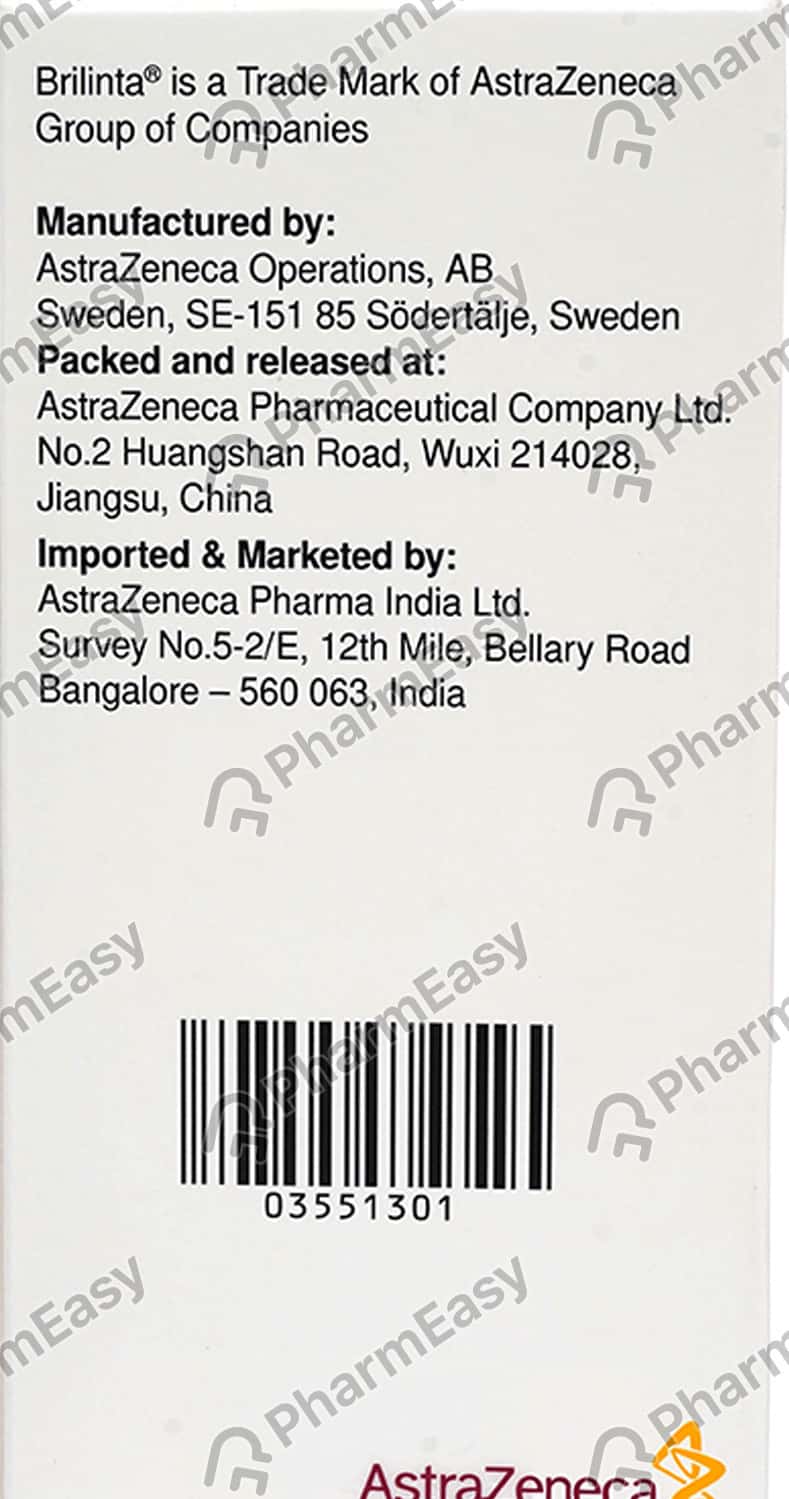 Brilinta 90 MG Tablet (180): Uses, Side Effects, Price & Dosage | PharmEasy