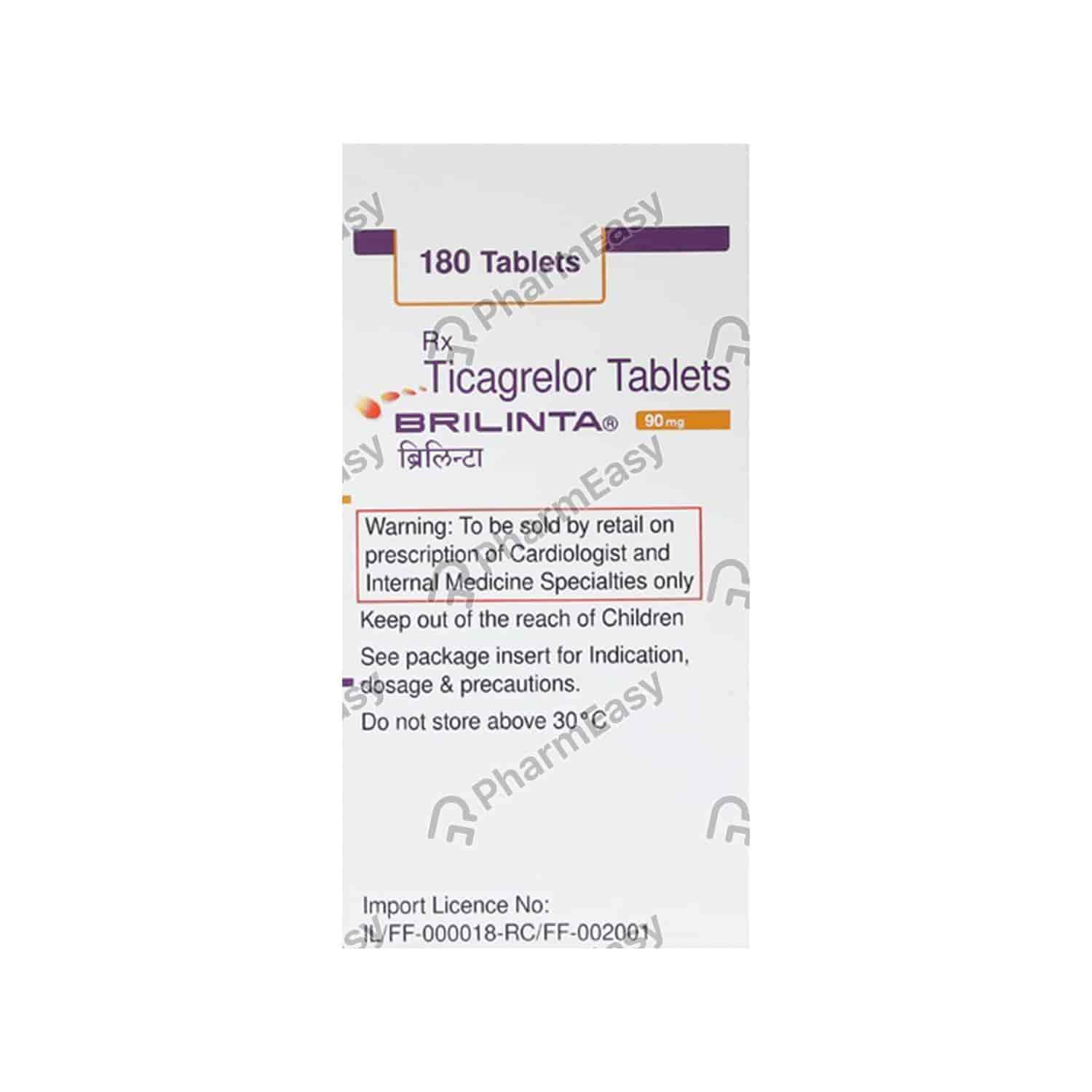 Buy Brilinta 90mg Tablet 180'S Online at Flat 18% OFF* | PharmEasy