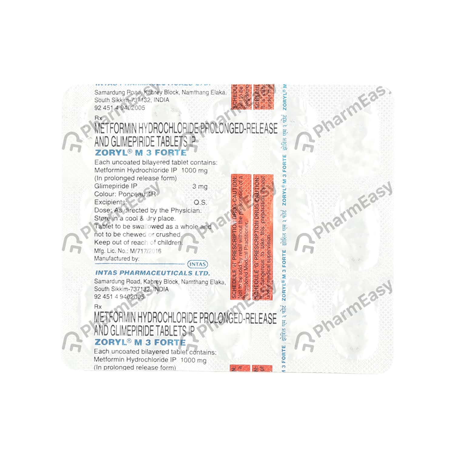 Zoryl M3 Forte Tab 15'S - Uses, Side Effects, Dosage, Composition & Price | PharmEasy