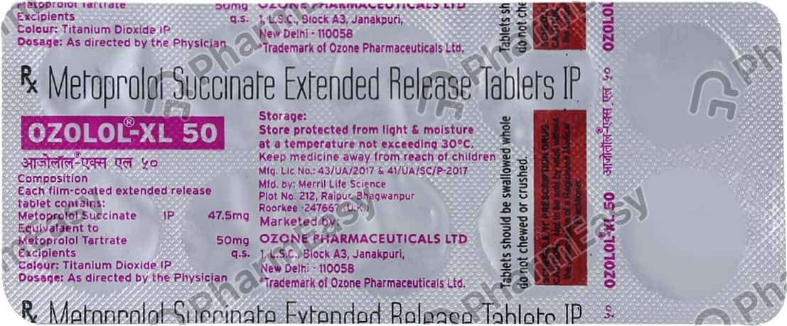 Ozolol Xl 47.5 MG Tablet (10): Uses, Side Effects, Price & Dosage ...
