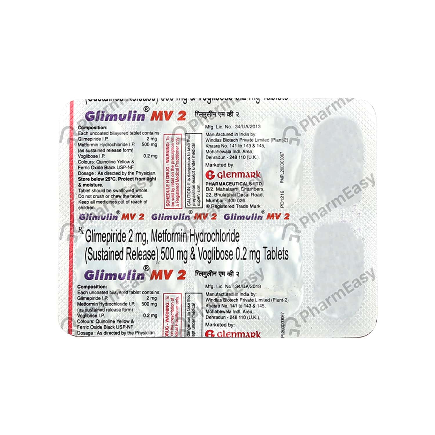 Glimulin Mv 2mg Strip Of 10 Tablets - Uses, Side Effects, Dosage ...