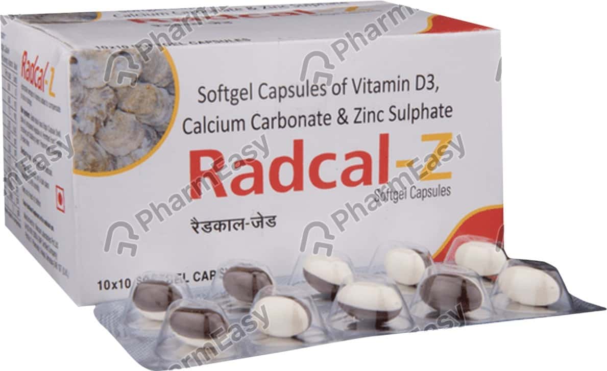 Radcal Z Strip Of 10 Capsules: Uses, Side Effects, Price & Dosage ...