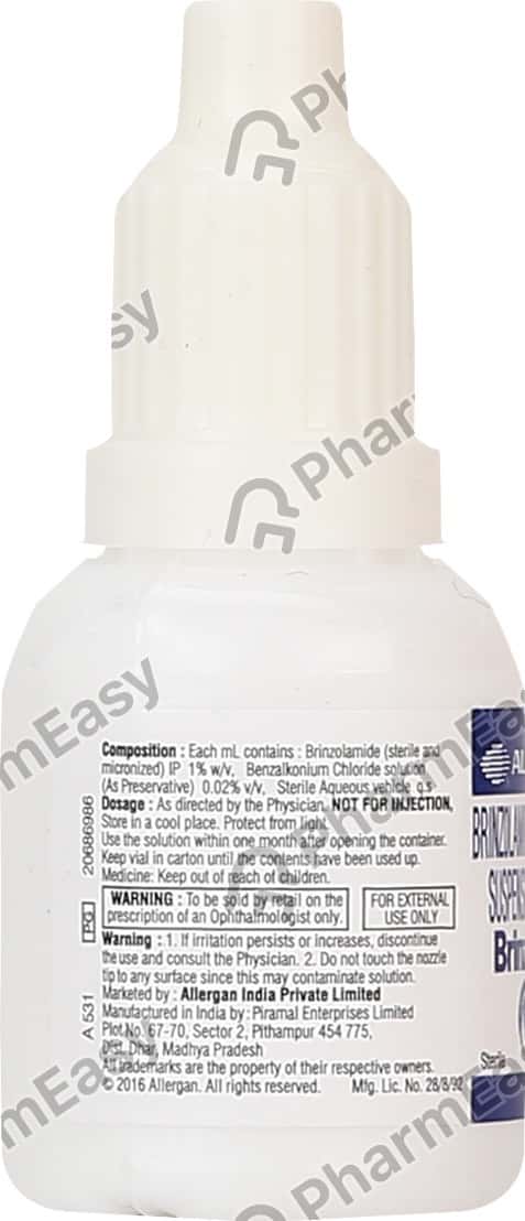 Brinzagan 1 %W/V Eye Drop (5): Uses, Side Effects, Price & Dosage ...