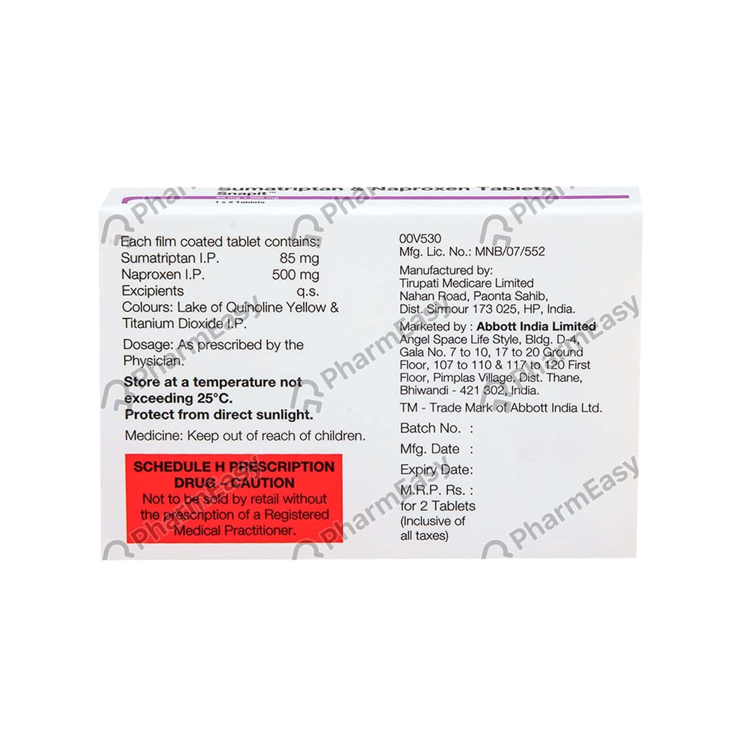 Snapit Strip Of 2 Tablets - Uses, Side Effects, Dosage, Composition ...