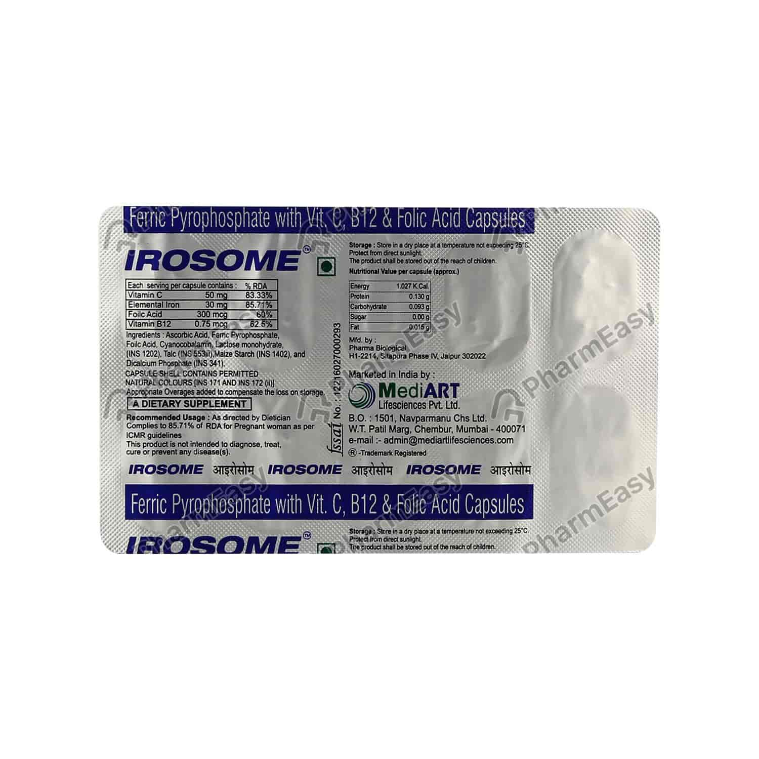 Buy Irosome Strip Of 10 Capsules Online at Flat 18% OFF* | PharmEasy