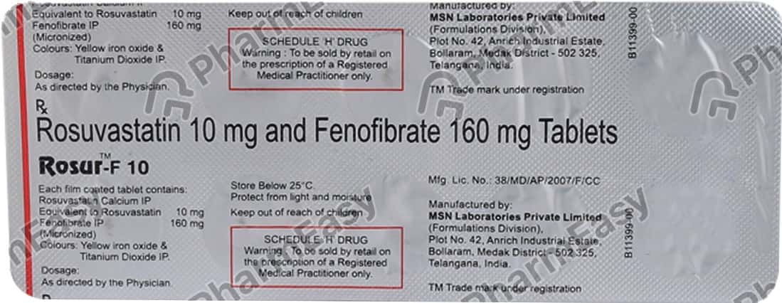 Rosur F 10mg Strip Of 10 Tablets: Uses, Side Effects, Price & Dosage ...