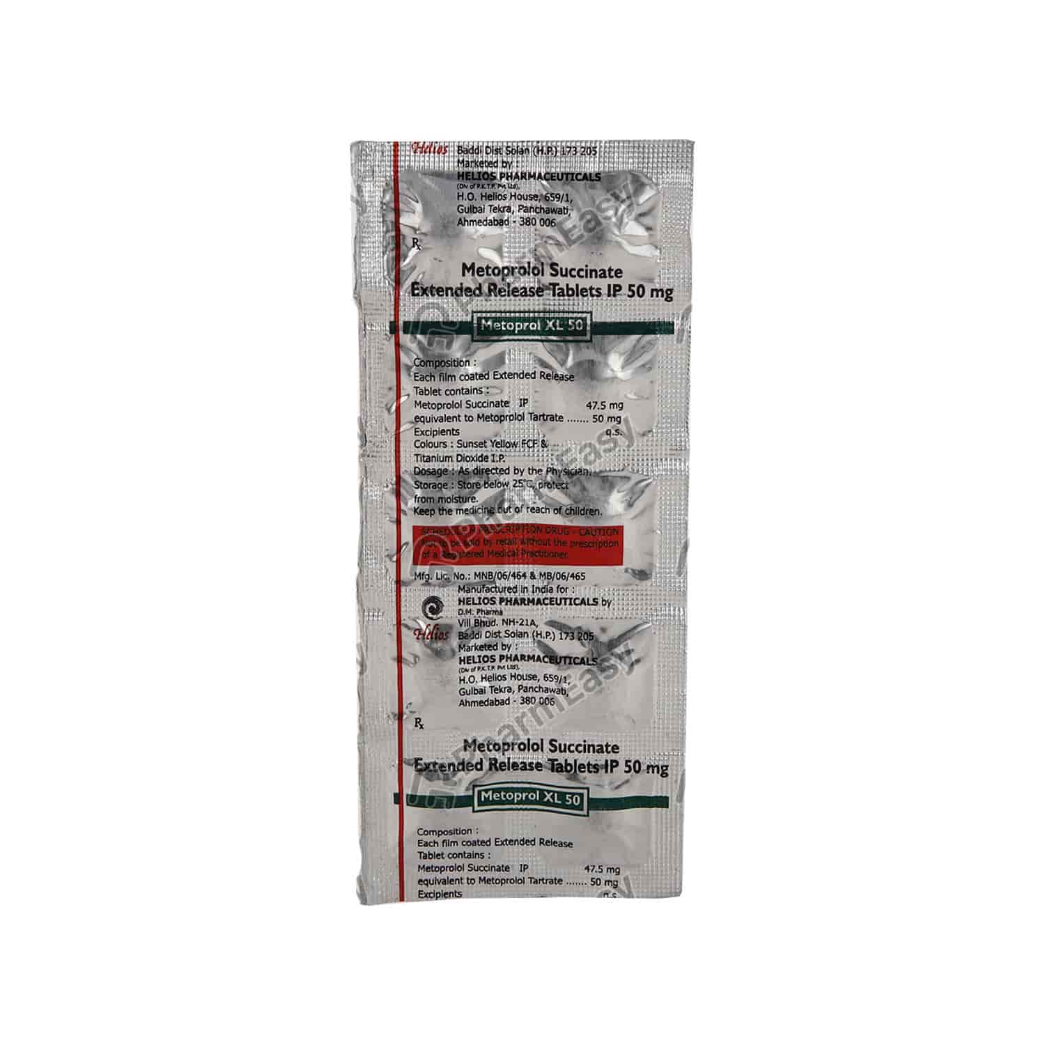 Metoprol Xl 50mg Tab 10'S - Uses, Side Effects, Dosage, Composition ...