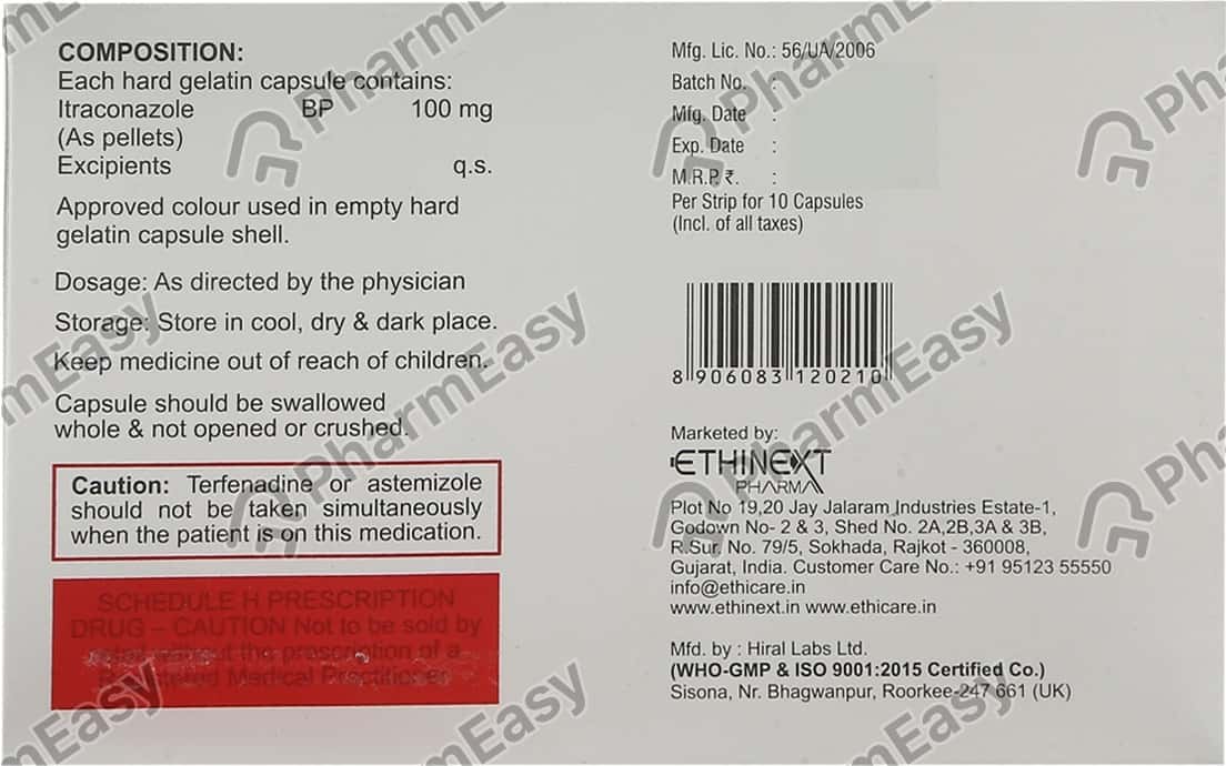 Itra Rd 100 MG Capsule (10): Uses, Side Effects, Price & Dosage | PharmEasy