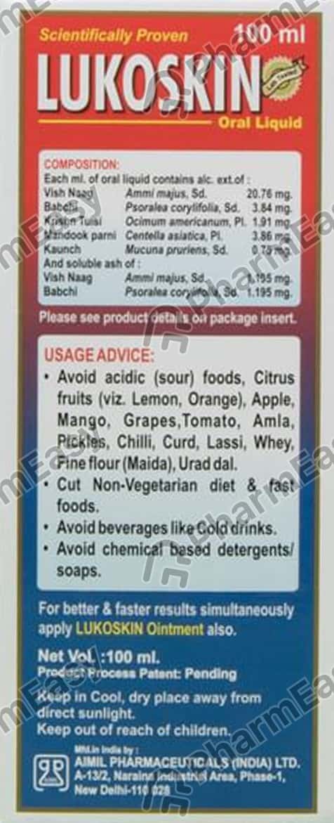 Buy LUKOSKIN ORAL LIQUID DROP 100ML Online & Get Upto 60% OFF at PharmEasy