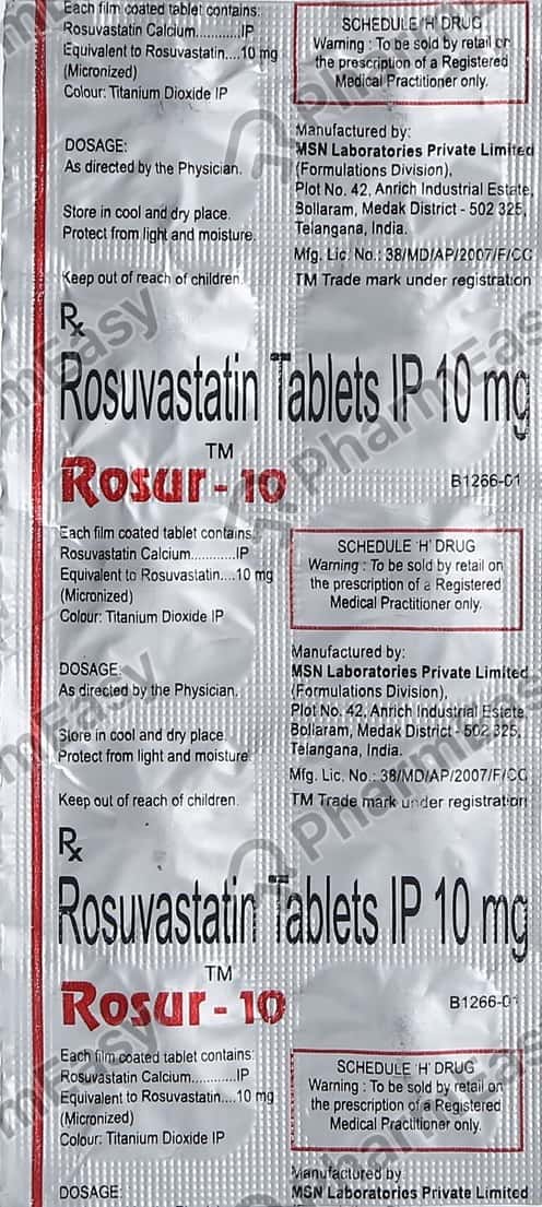 Rosur 10 MG Tablet (10): Uses, Side Effects, Price & Dosage | PharmEasy