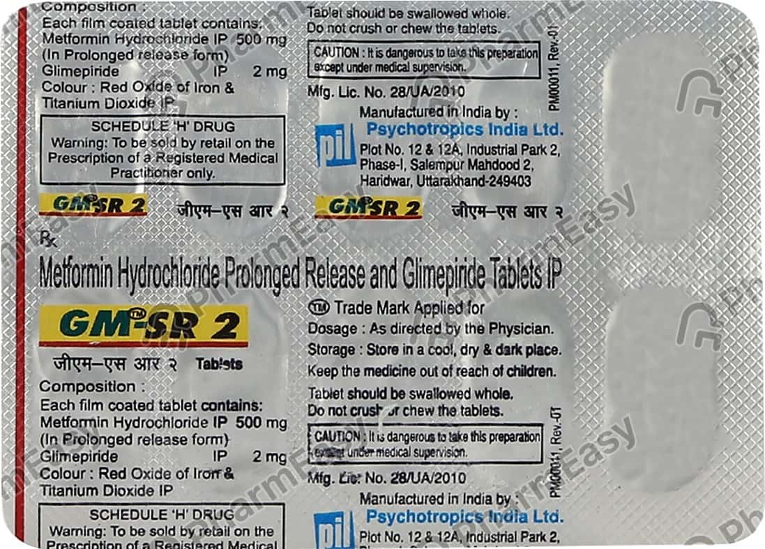 Gm Sr2 Strip Of 10 Tablets: Uses, Side Effects, Price & Dosage | PharmEasy