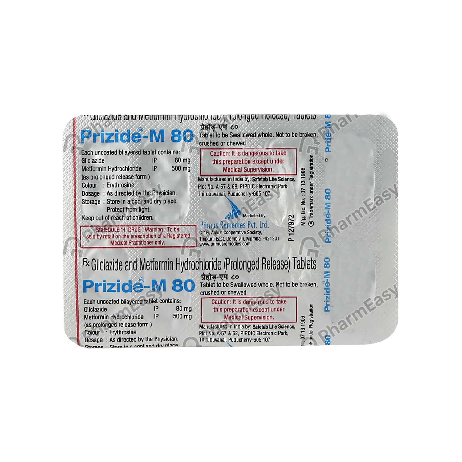 Buy Prizide M 80mg Strip Of 10 Tablets Online at Flat 18% OFF* | PharmEasy