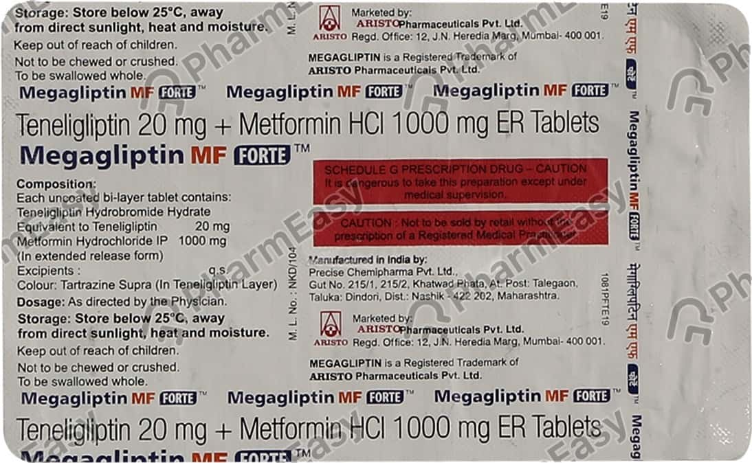 Megagliptin Mf Forte Strip Of 10 Tablets: Uses, Side Effects, Price ...