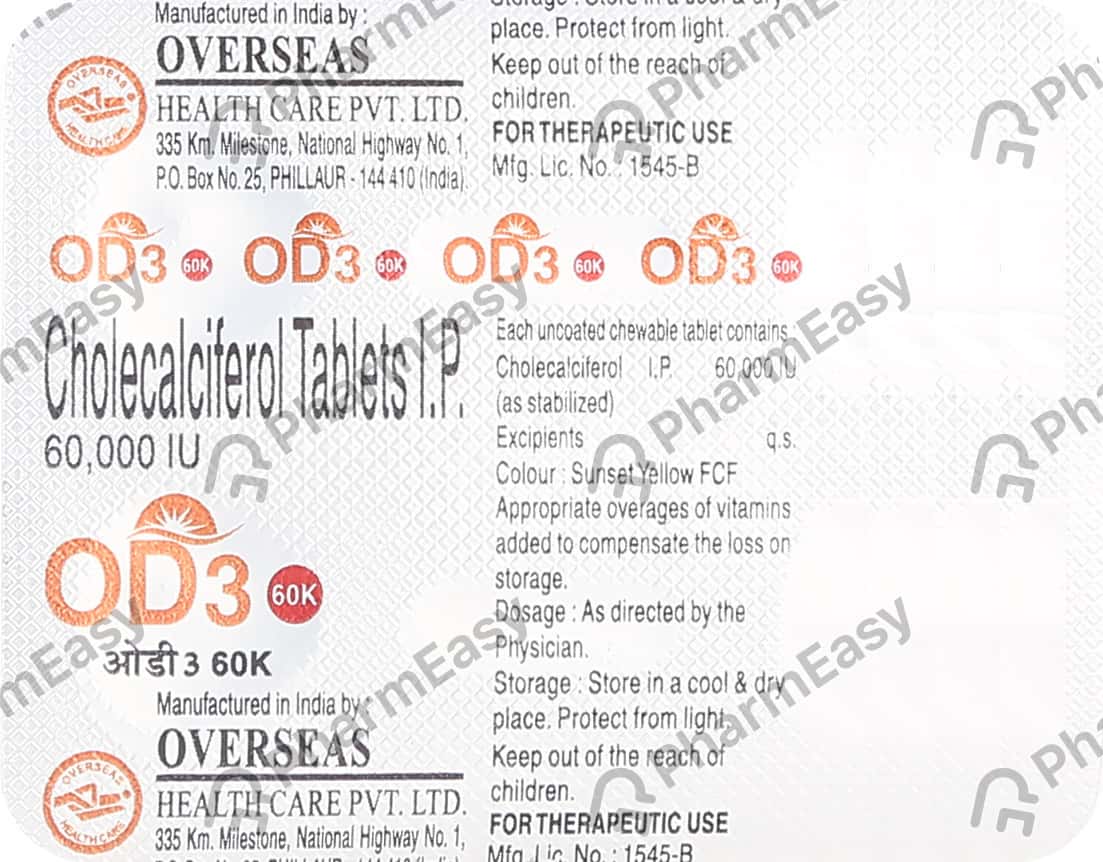 Od3 60000 IU Chewable Tablet (4): Uses, Side Effects, Price & Dosage ...