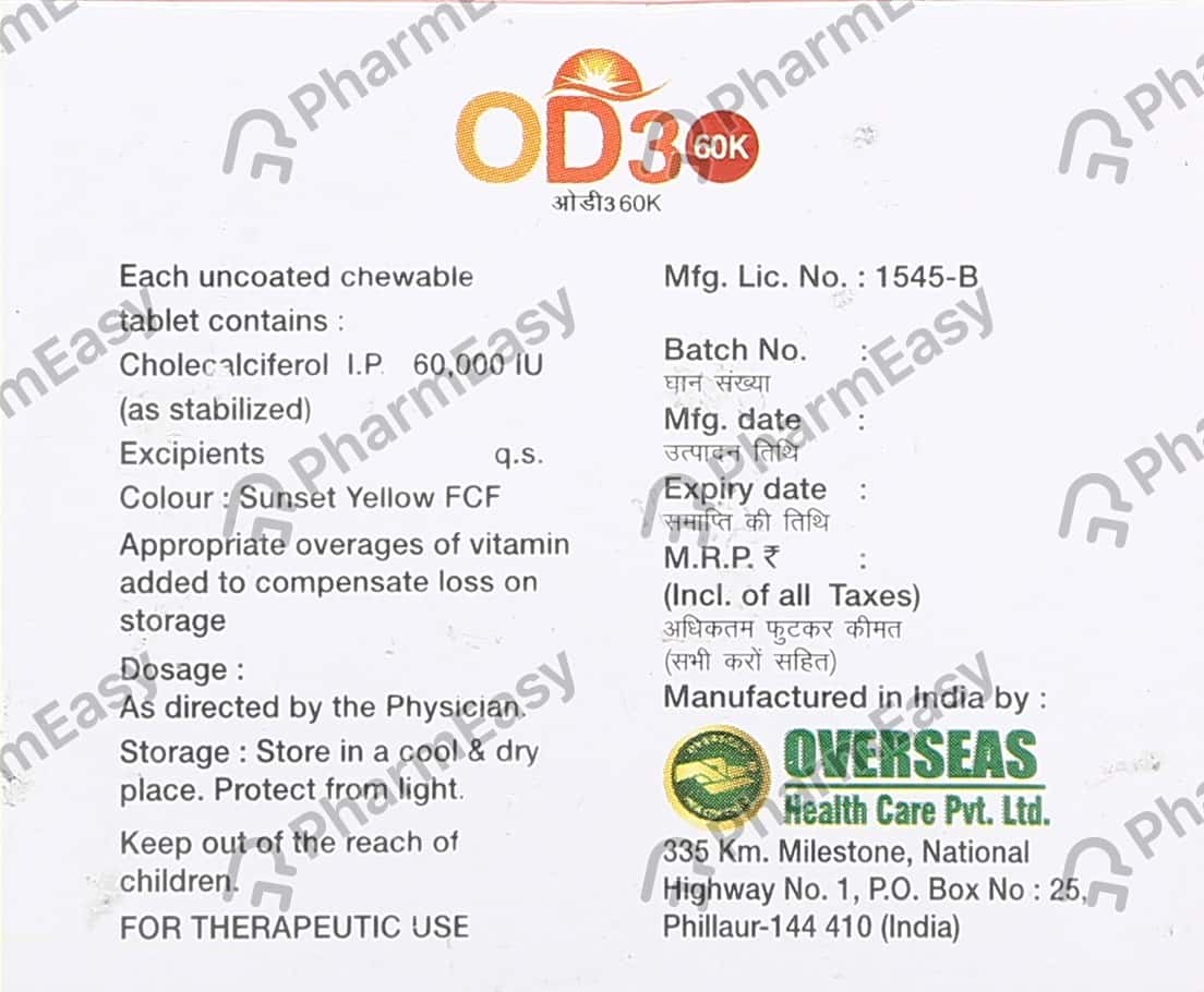 Od3 60000 IU Tablet (4): Uses, Side Effects, Price, Dosage ...