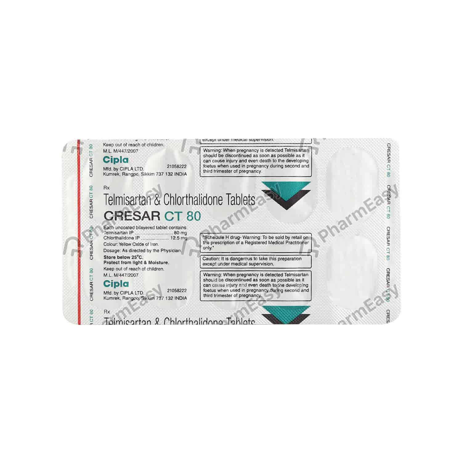 Cresar Ct 80mg Strip Of 10 Tablets - Uses, Side Effects, Dosage ...