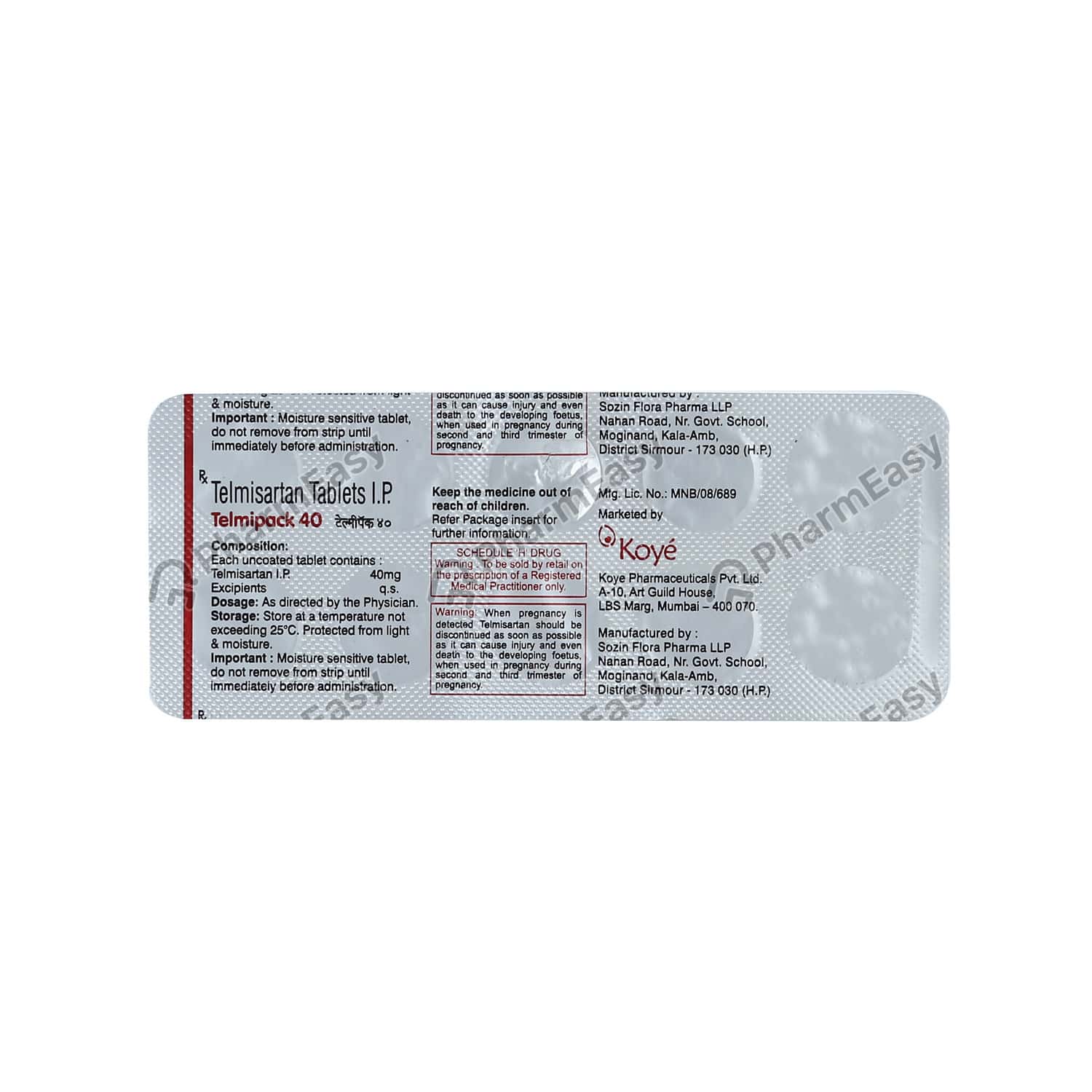 Telmipack 40 MG Tablet (10) - Uses, Side Effects, Dosage, Composition ...