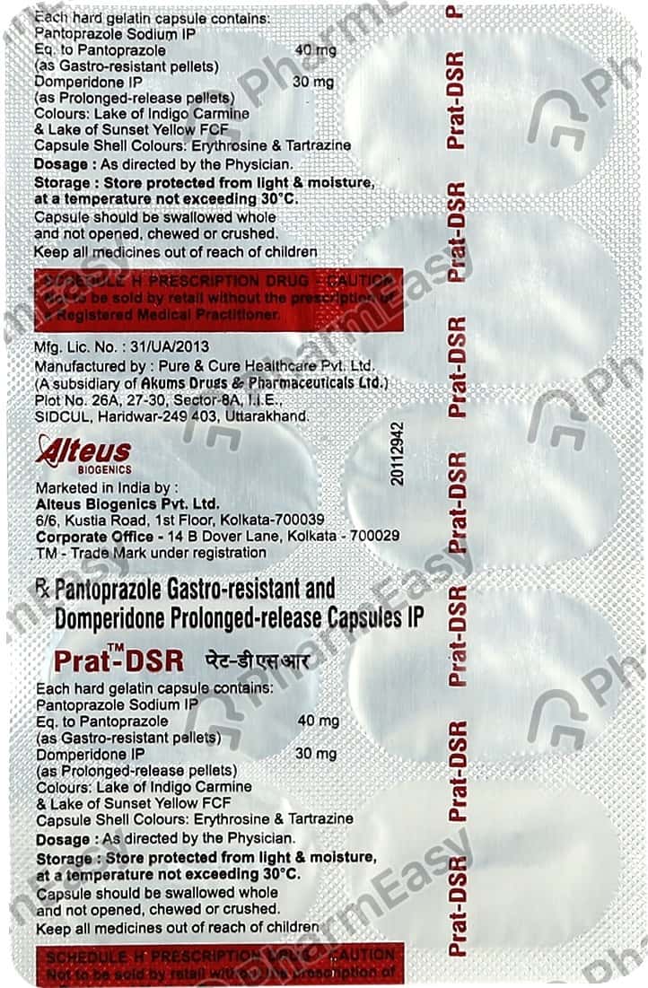 Prat Dsr Strip Of 10 Capsules: Uses, Side Effects, Price & Dosage ...