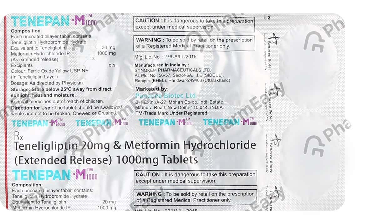 Tenepan M 20mg/1000mg Strip Of 10 Tablets: Uses, Side Effects, Price ...