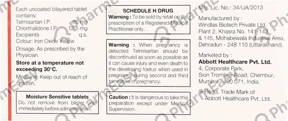 Telpres Ct 80/12.5mg Strip Of 10 Tablets: Uses, Side Effects, Price ...