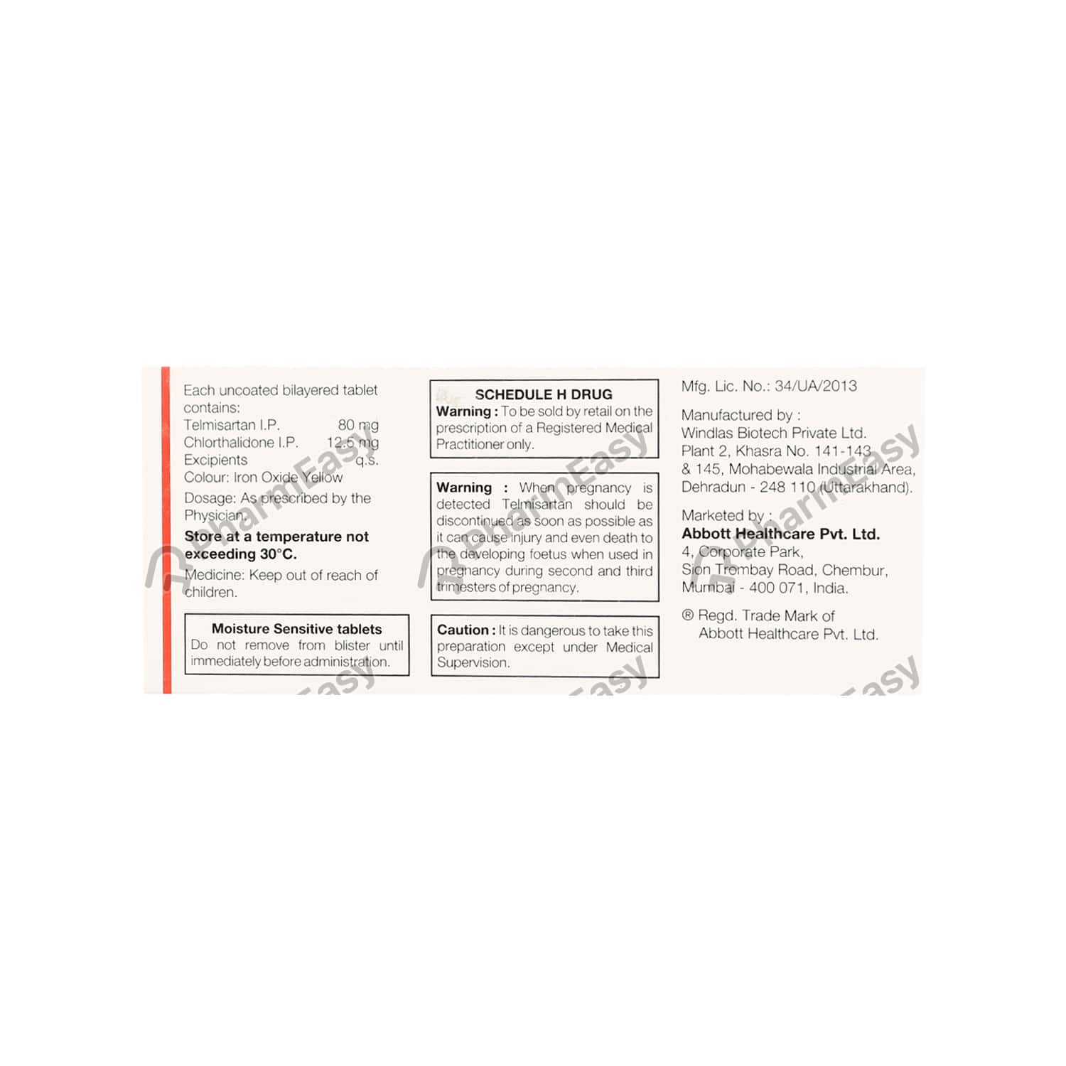 Telpres Ct 80/12.5mg Tab 10'S - Uses, Side Effects, Dosage, Composition ...